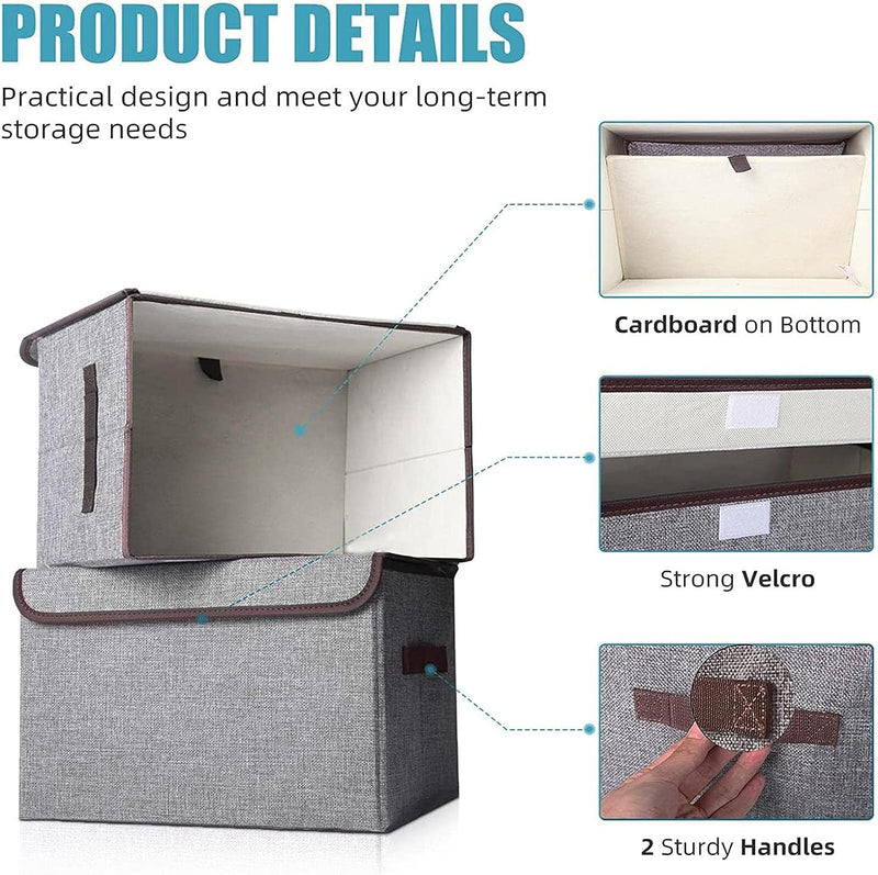 22 Quart Linen Fabric Foldable Storage Bin Cube Organizer Basket, 4 ...