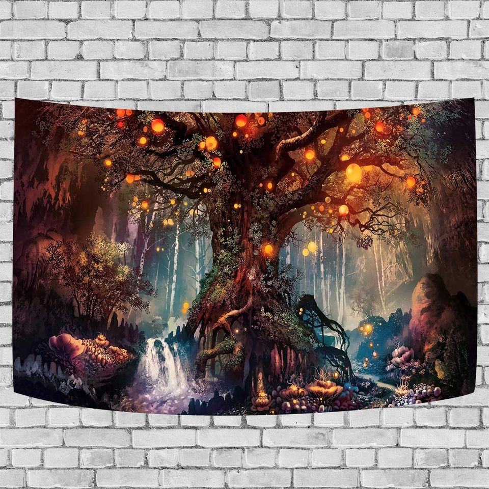 psychedelic forest tapestry